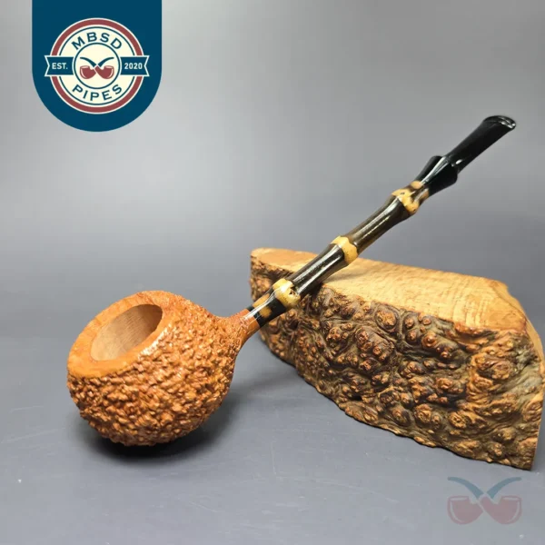C-Pipe Partially Rusticated Prince w/ Bamboo Handmade Briar Pipe, New ...