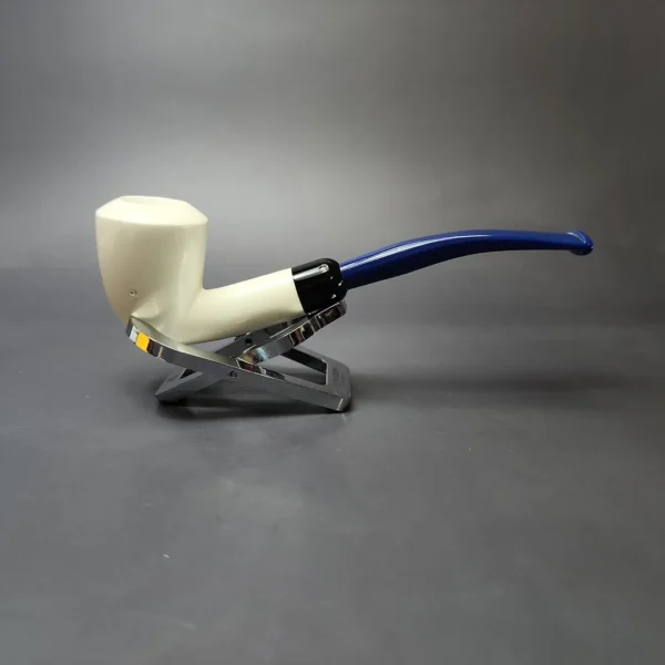 Smooth Bent Dublin w/ Blue Stem & Case Estate Block Meerschaum Pipe ...