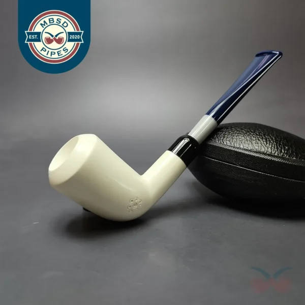 Smooth Stack Cutty w/ Blue Stem & Case Estate Block Meerschaum Pipe ...