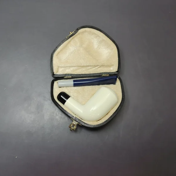 Smooth Stack Cutty w/ Blue Stem & Case Estate Block Meerschaum Pipe ...