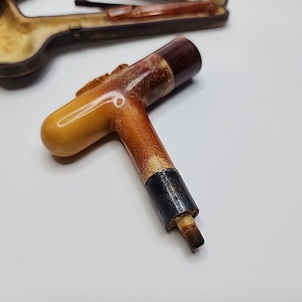 Antique Block Meerschaum Cigar Cheroot Pipe, Broken Amber – MBSDpipes.com