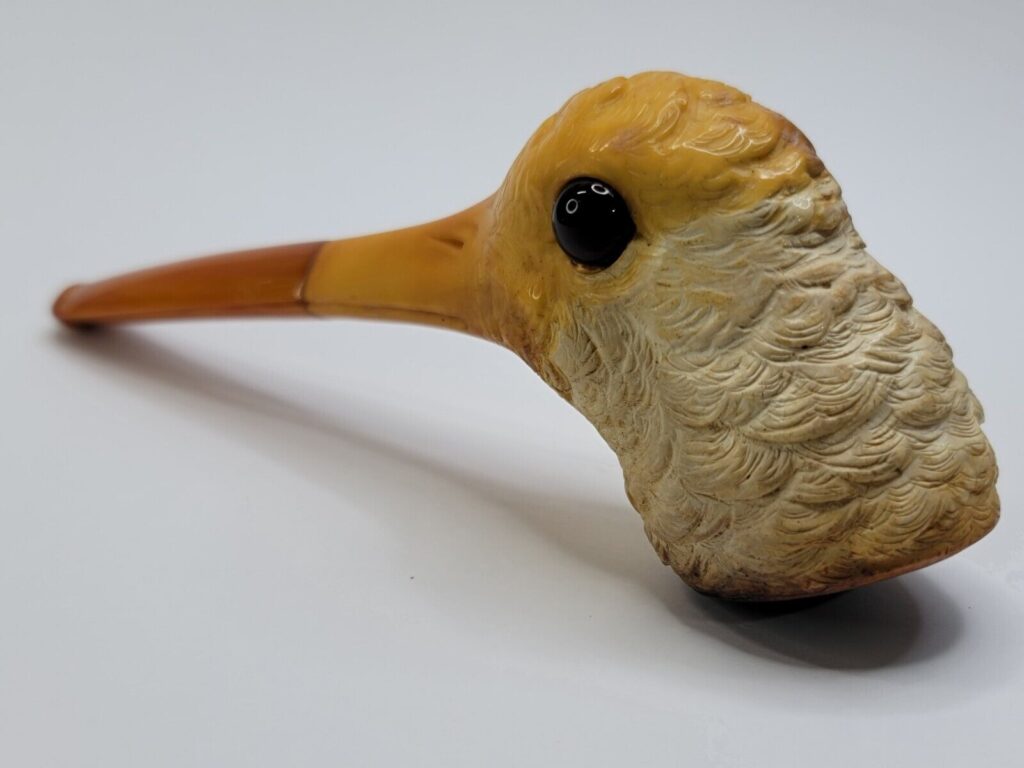 Antique Block Meerschaum Tobacco Pipe Of Humming Bird With Genuine ...