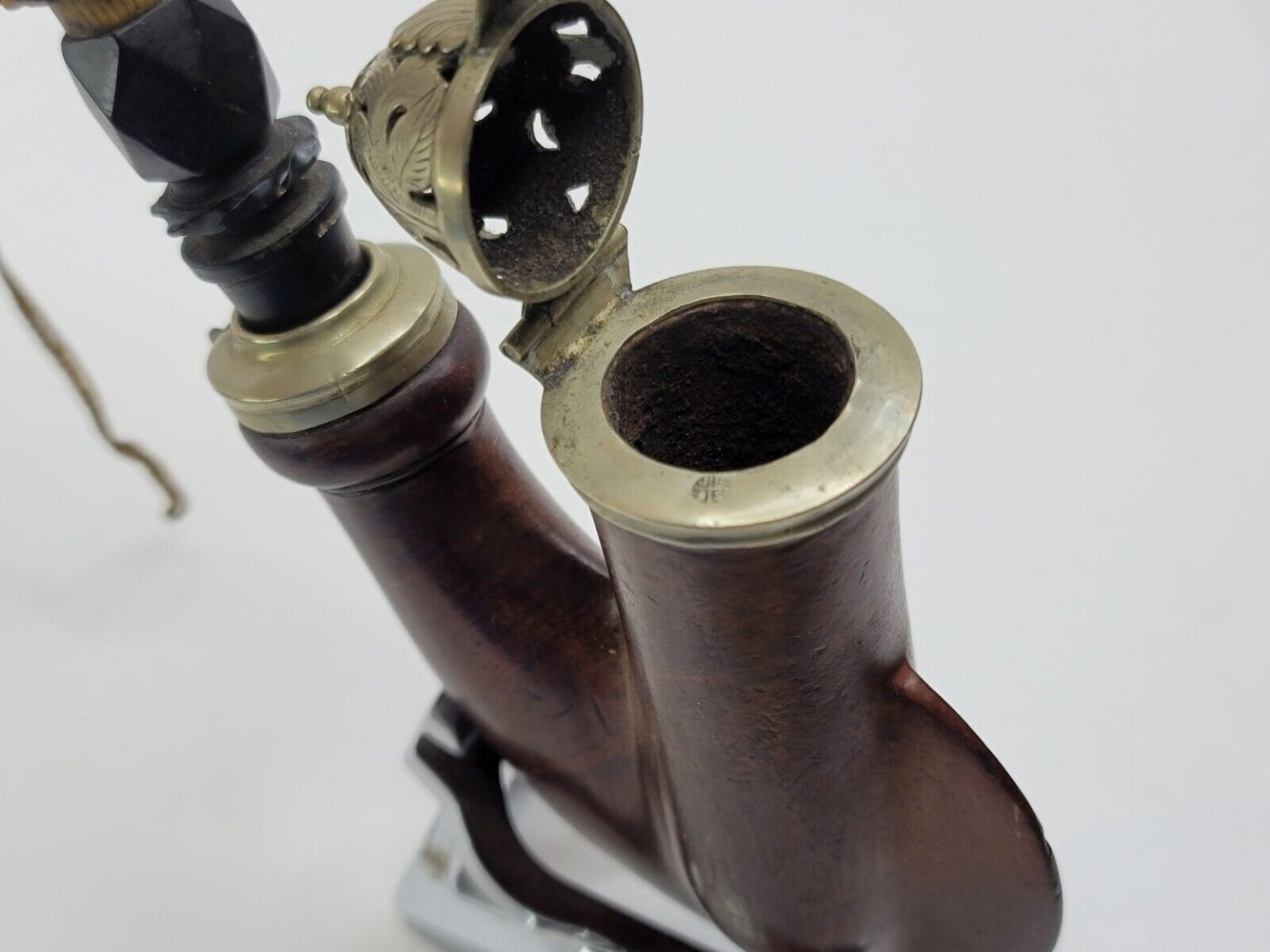 Antique German Ulmer Wooden Tobacco Smoking Pipe With Stem, Hallmark ...