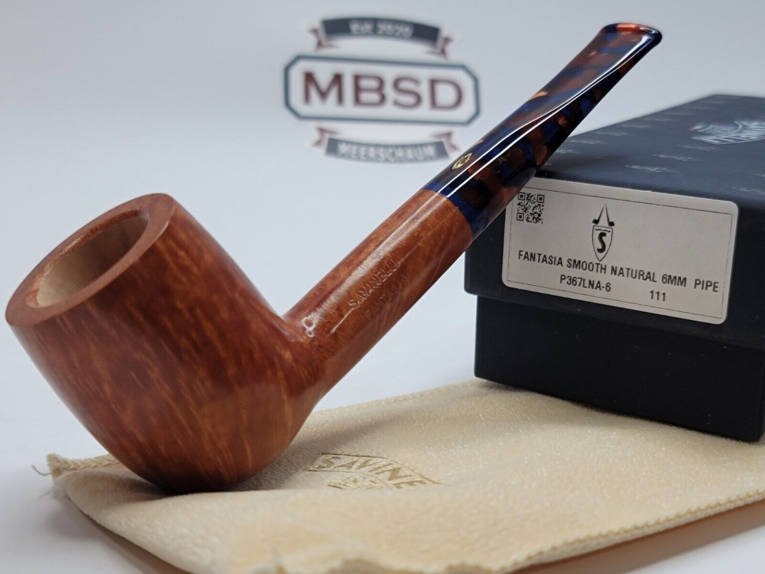 Savinelli Smooth Natural 111 KS Straight Billiard Briar Tobacco Pipe ...